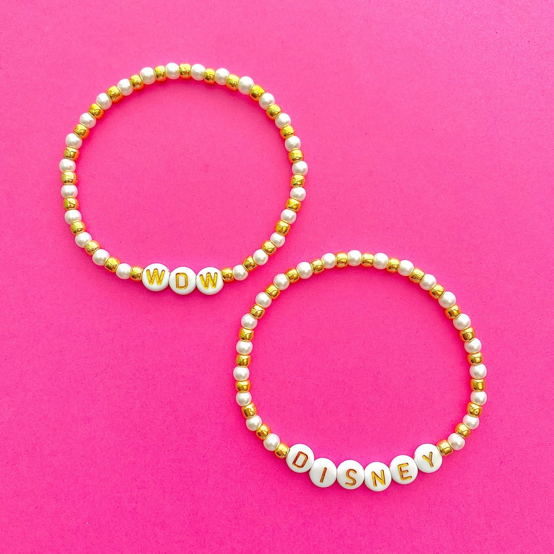Disney / WDW Pearl and Gold Beaded Bracelets - Etsy
