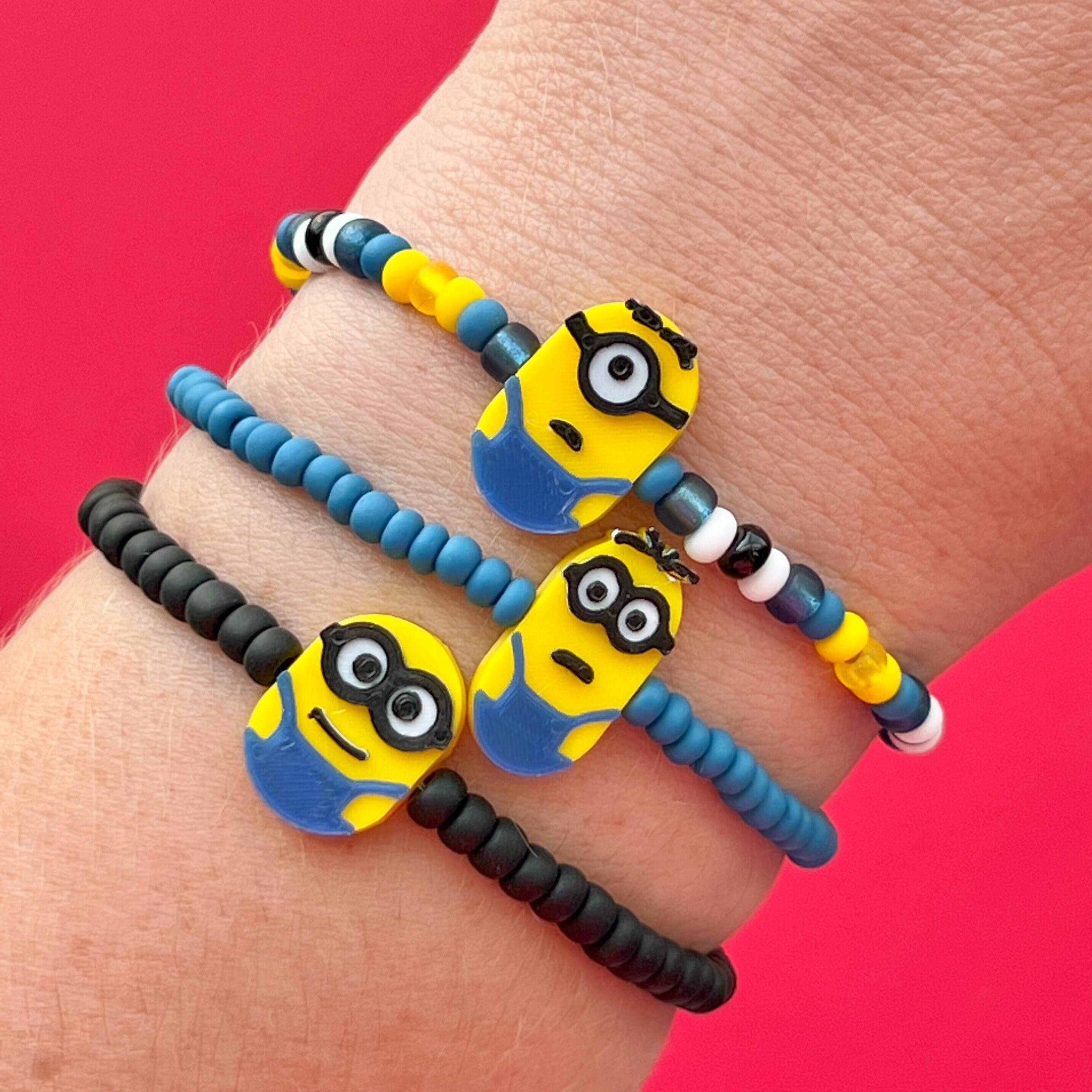 Minion Stuart Kevin Bob Charm Beaded Bracelets - Etsy