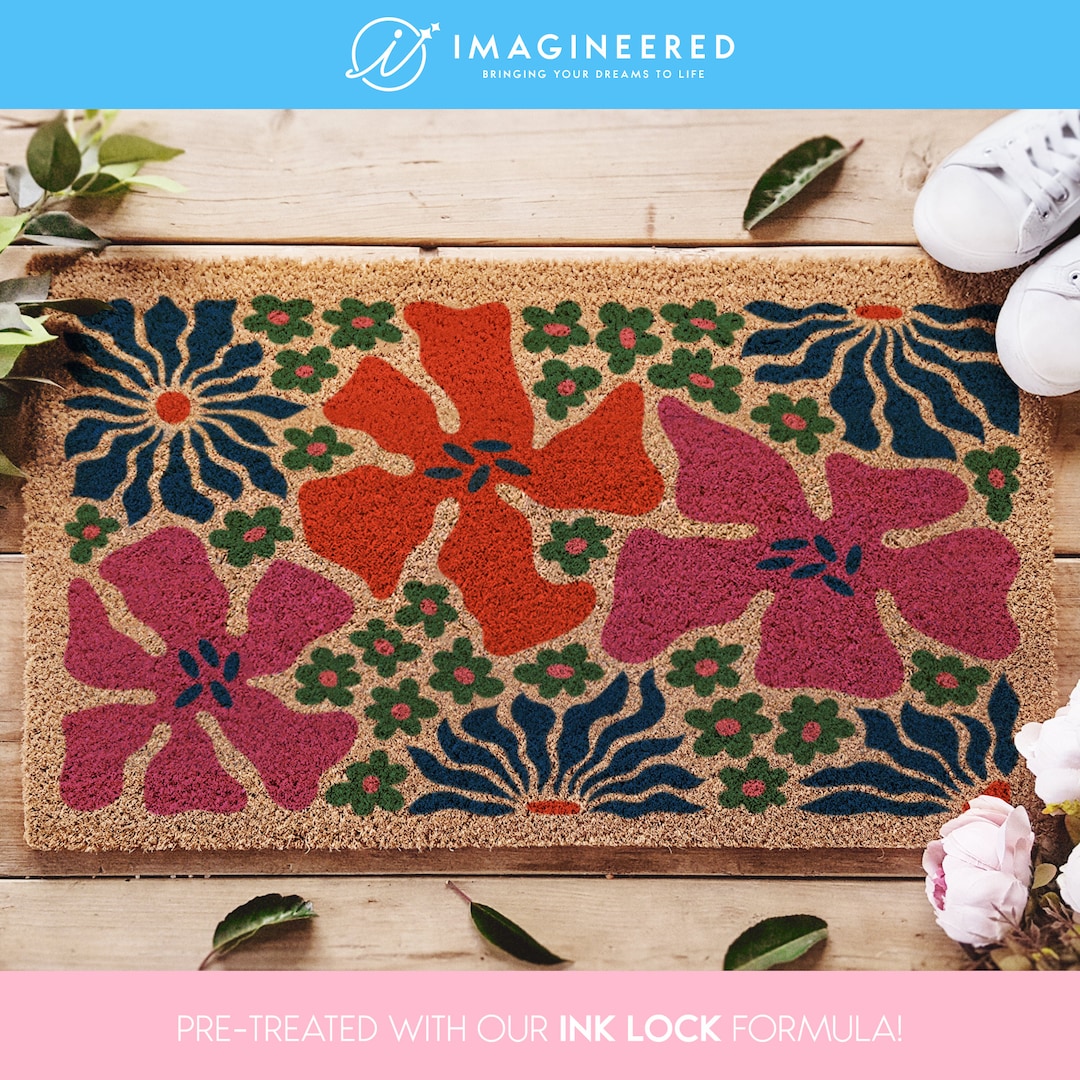 Modern Abstract Design Contemporary Art Doormat, Colorful and Vibrant ...