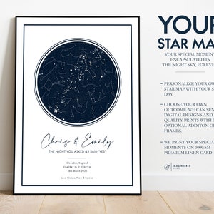 Night Sky Star Maps by Date, Custom Night Sky Star Map, Anniversary ...