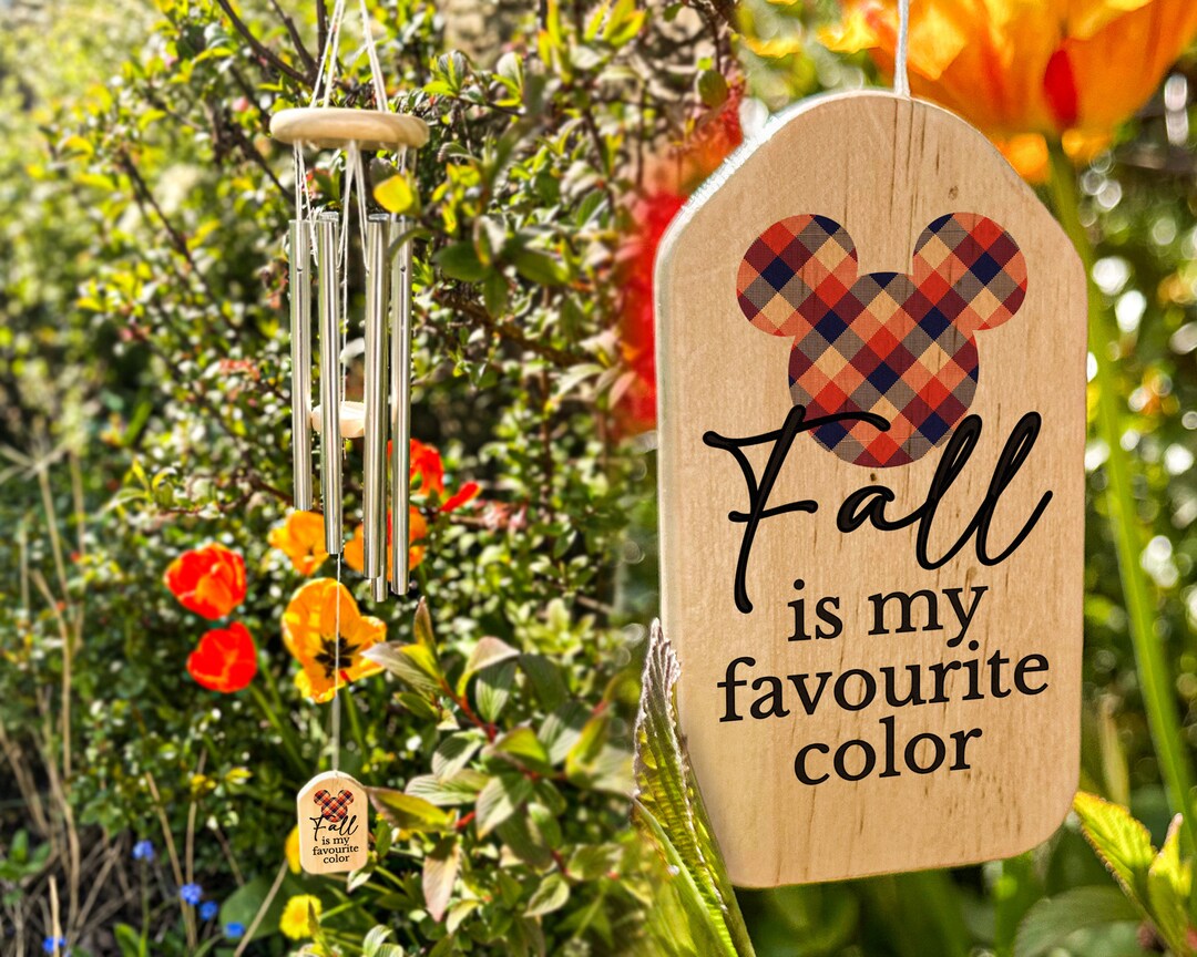 Custom Plaid Mickey Wooden Wind Chime Seasonal Fall is My Favourite ...
