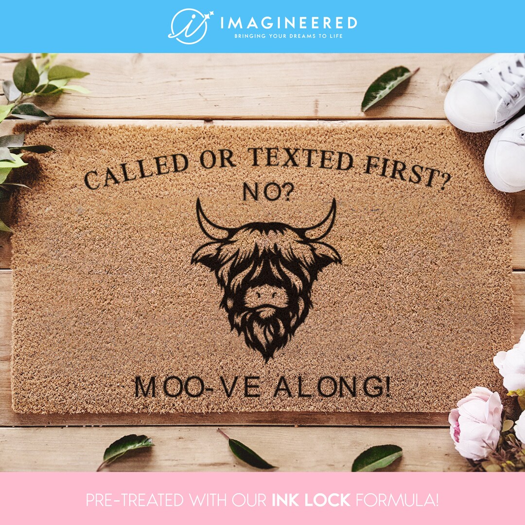 Move Along Highland Cow Doormat - Moo-ve Along - Funny Cow Doormat ...