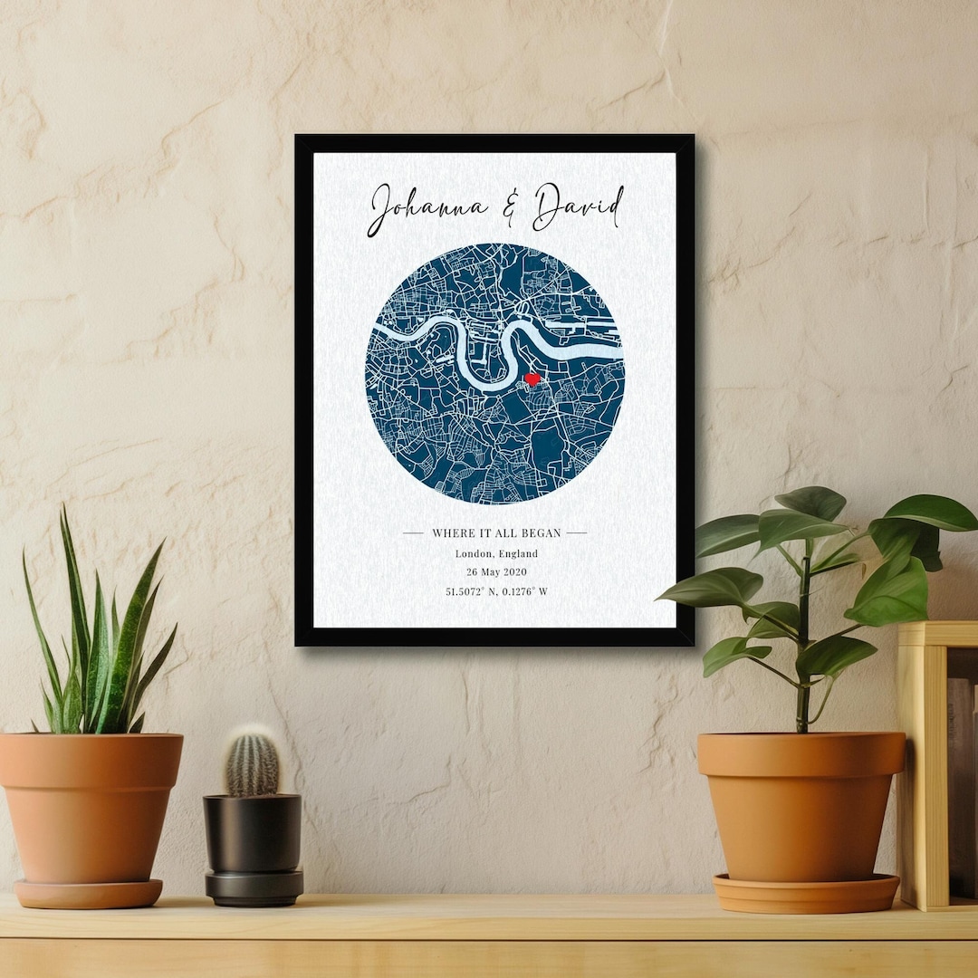 Personalised Map Print of Any Location, Custom Map Print & Frames ...