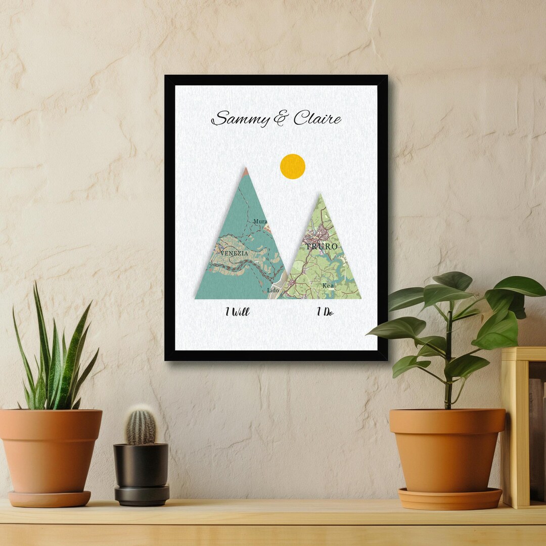 Custom Map Print, Personalized Wall Décor, Personalized Wedding Present ...