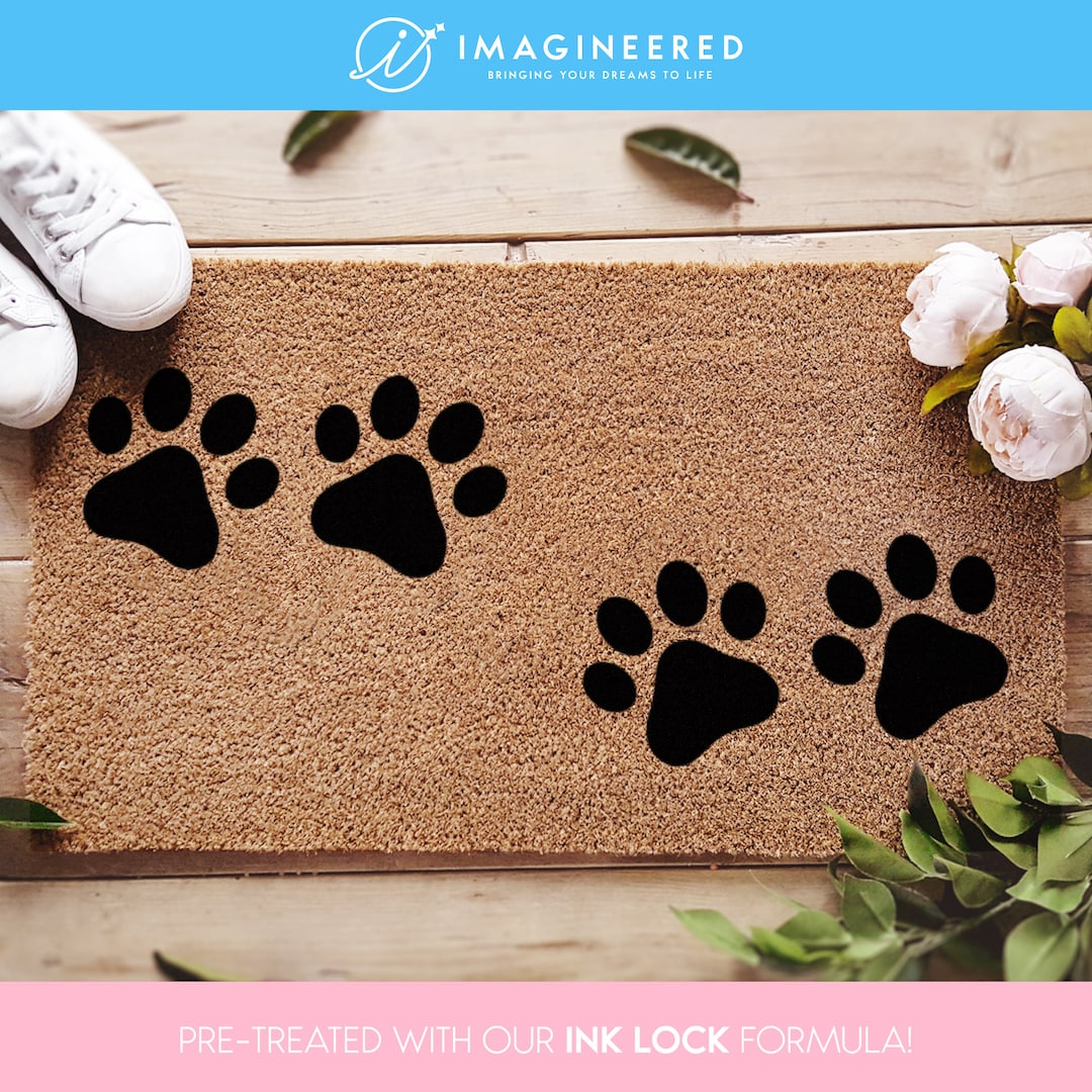Dogs Pawprint Welcome Mat - Dog Lover Doormat - Coconut Coir Mat ...