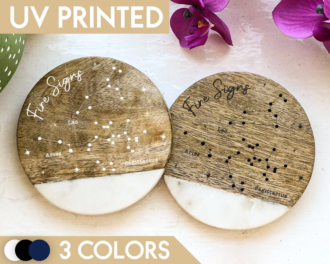 Custom Zodiac Star Sign Coasters, Constellation Wood Coaster Set ...