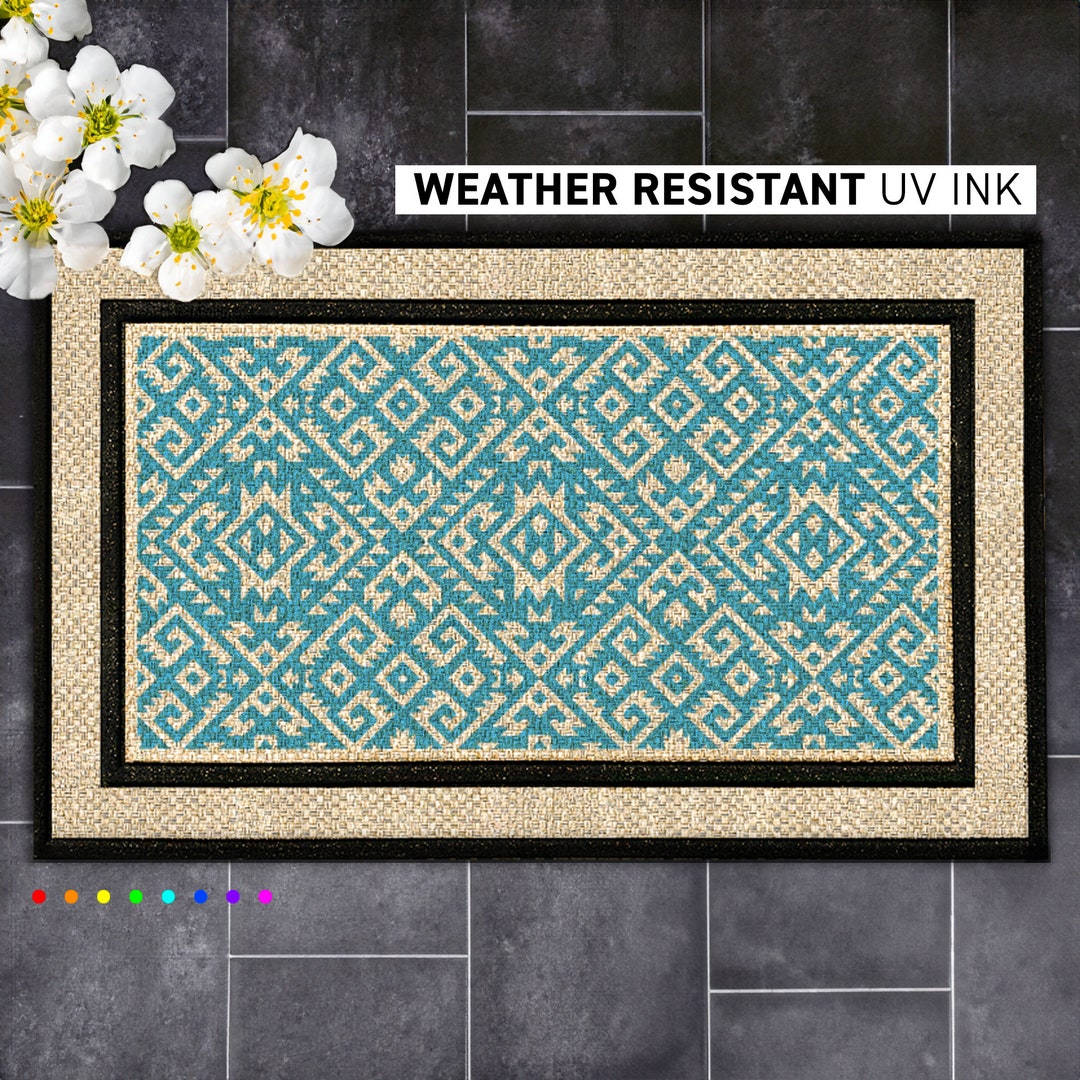 Boho Chic Entryway, Geometric Pattern Welcome Mat Decor, Aztec ...