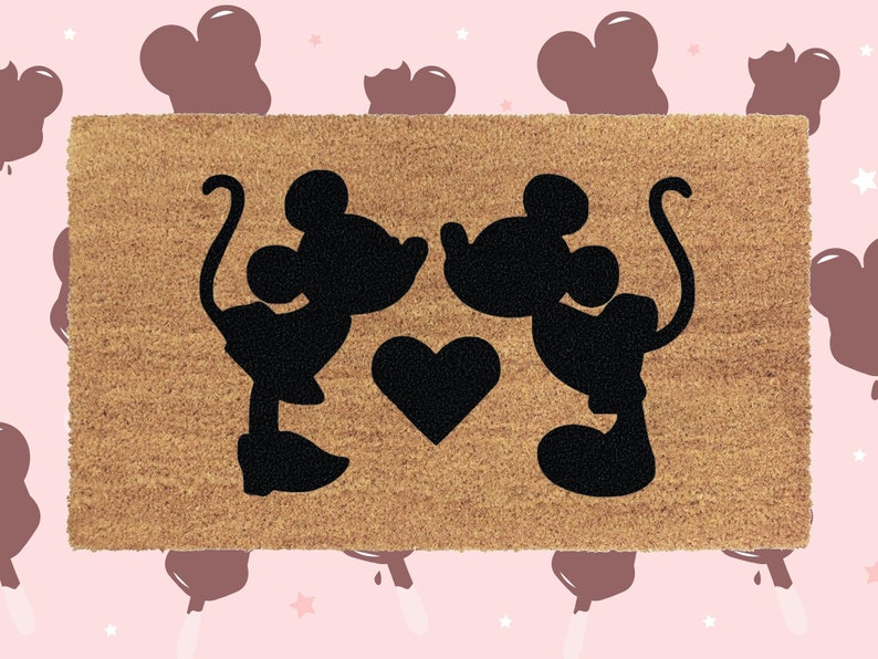 Mickey and Minnie Kiss Doormat Disney Coir Welcome Mat | Etsy