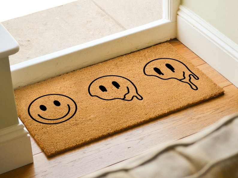 Happy Welcome Smiley Face Doormat for a Bright Entryway, Sunshine on ...