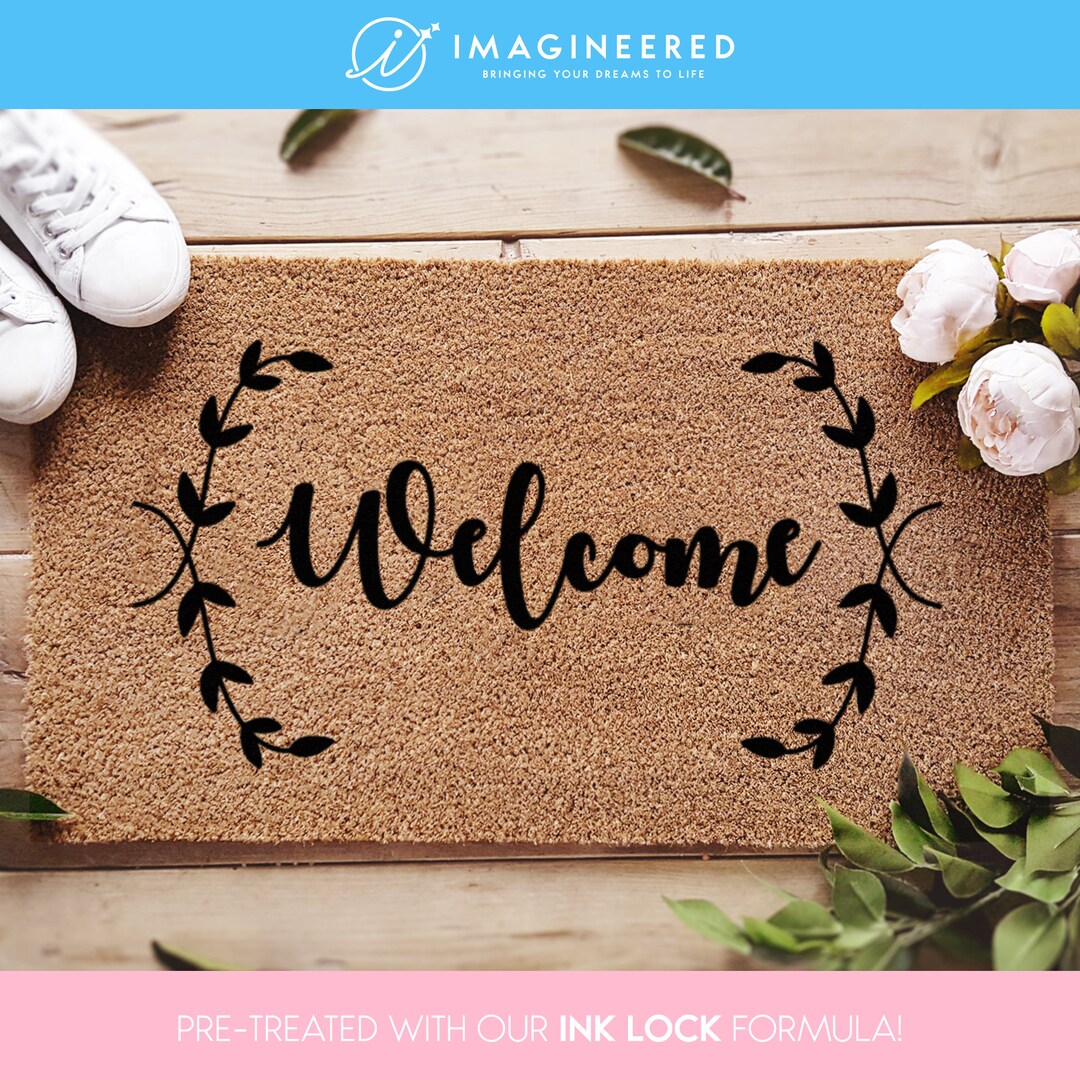 Custom Welcome Doormat / Leaf Border / Custom Door Mat / New Home Gift ...