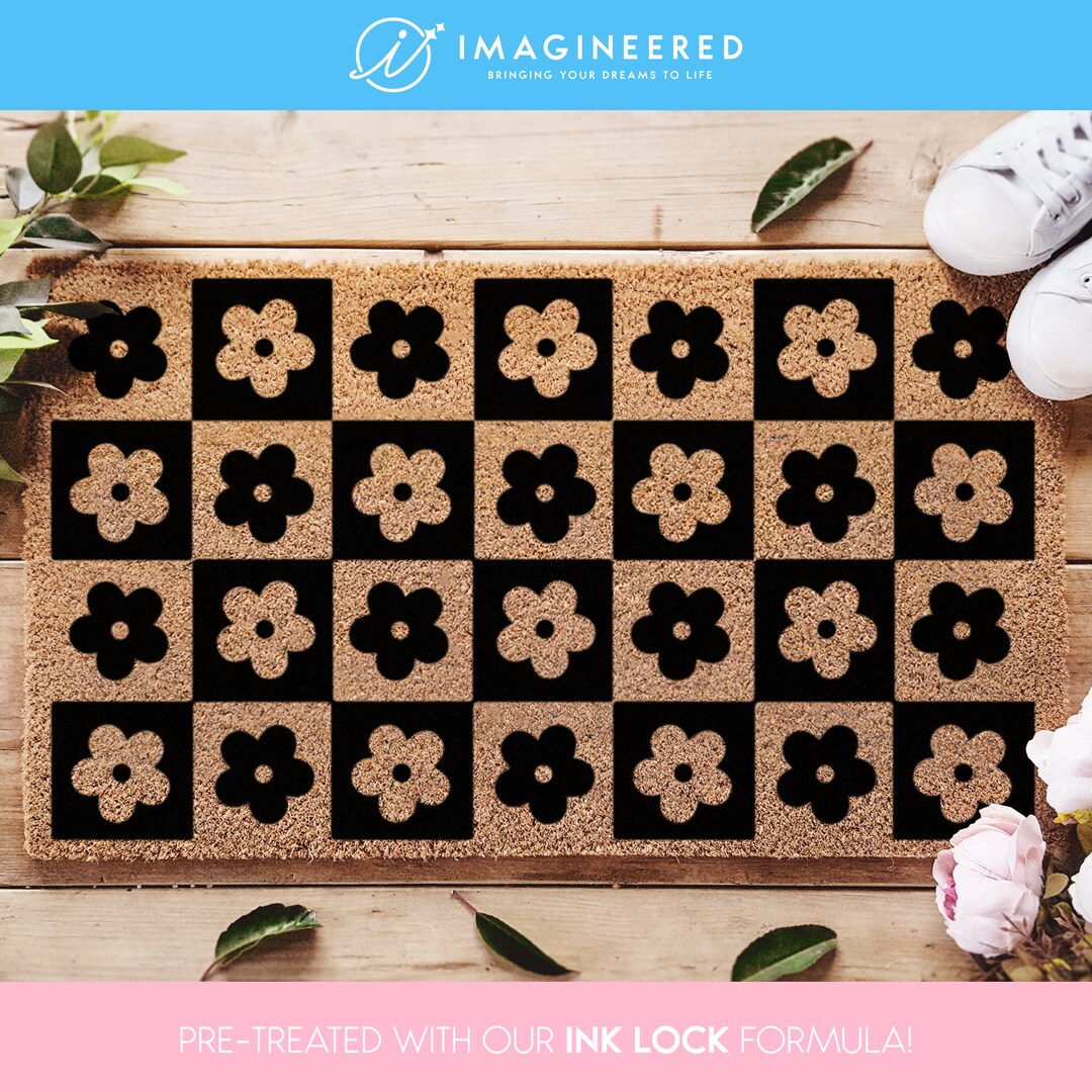 Cute Floral Front Doormat, Custom Doormat, Spring Flower Doormat ...