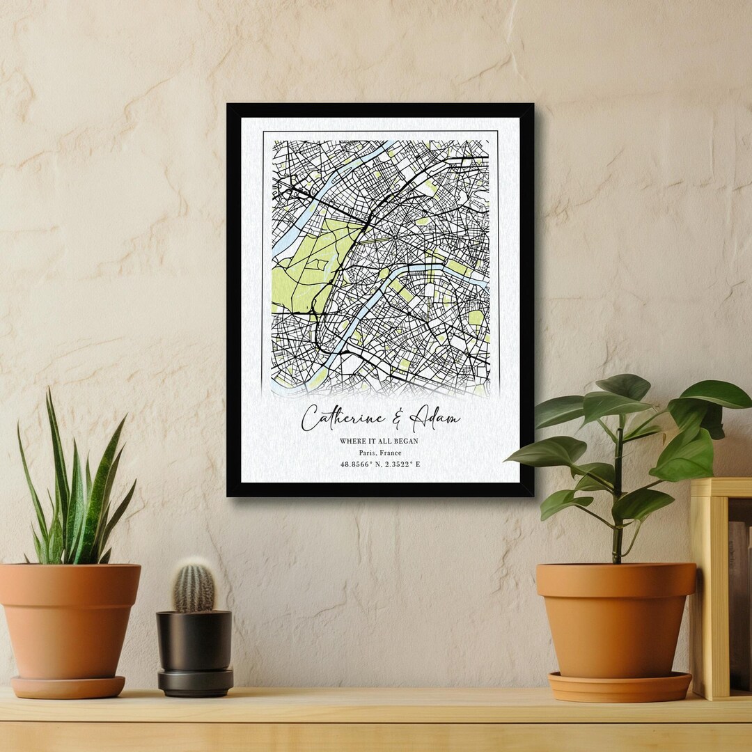 Custom Maps, Personalized Map Print, Valentines Day Gift, City Poster ...