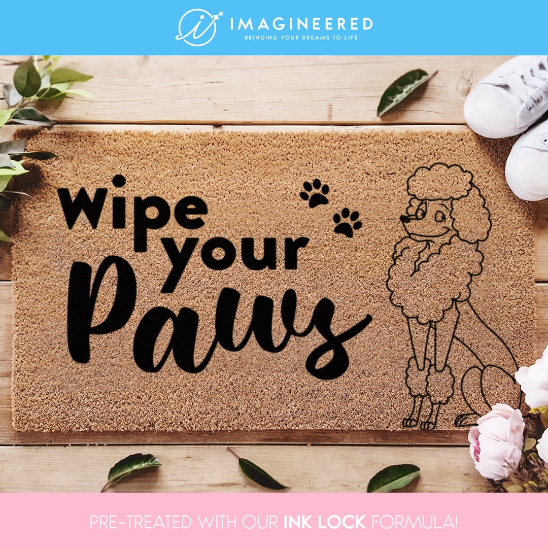 Poodle Welcome Mat - Wipe Your Paws Door Mat - Sassy Poodle Welcome Rug ...