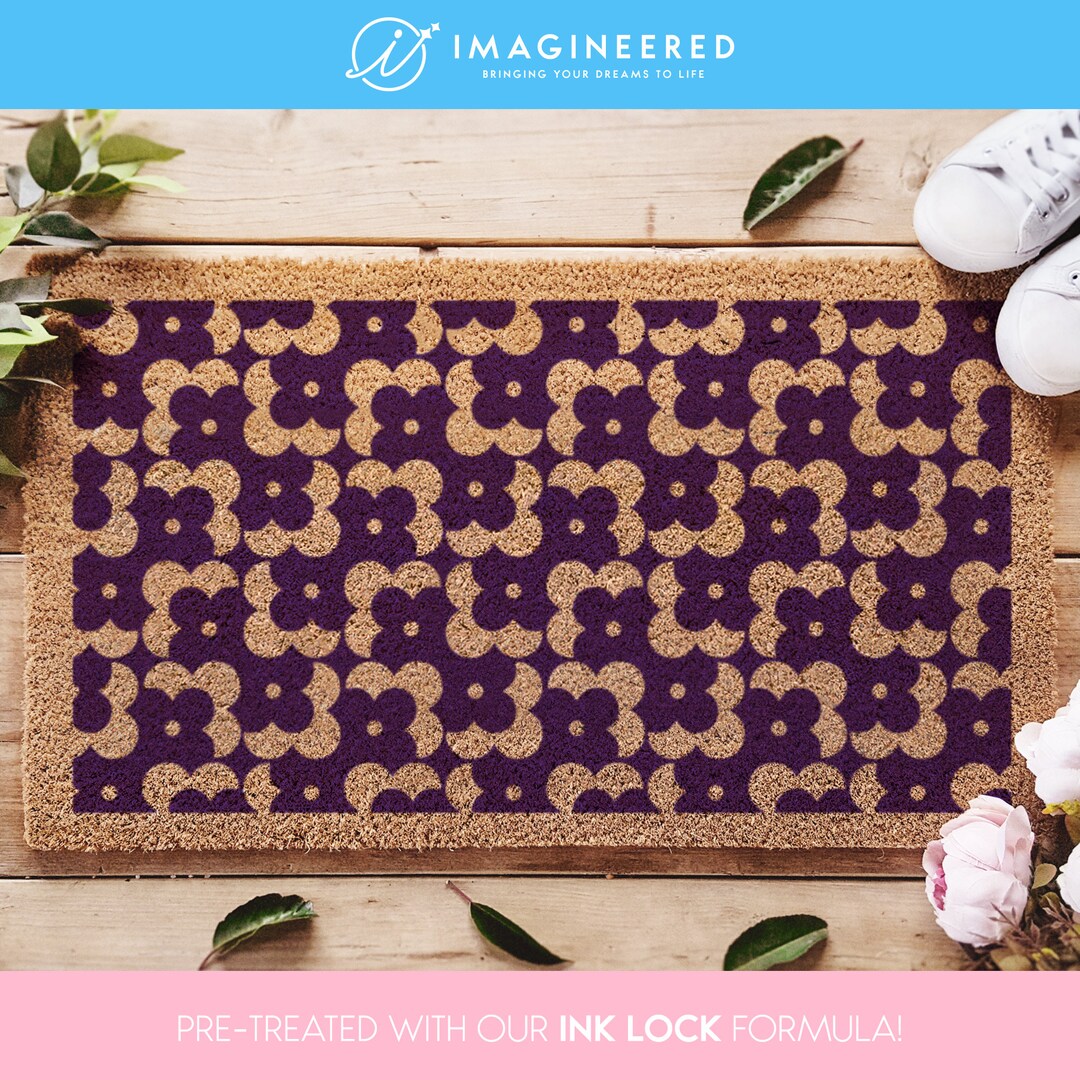 Mid Century Modern Floral Tile Pattern Doormat, Colorful Entryway Rug ...