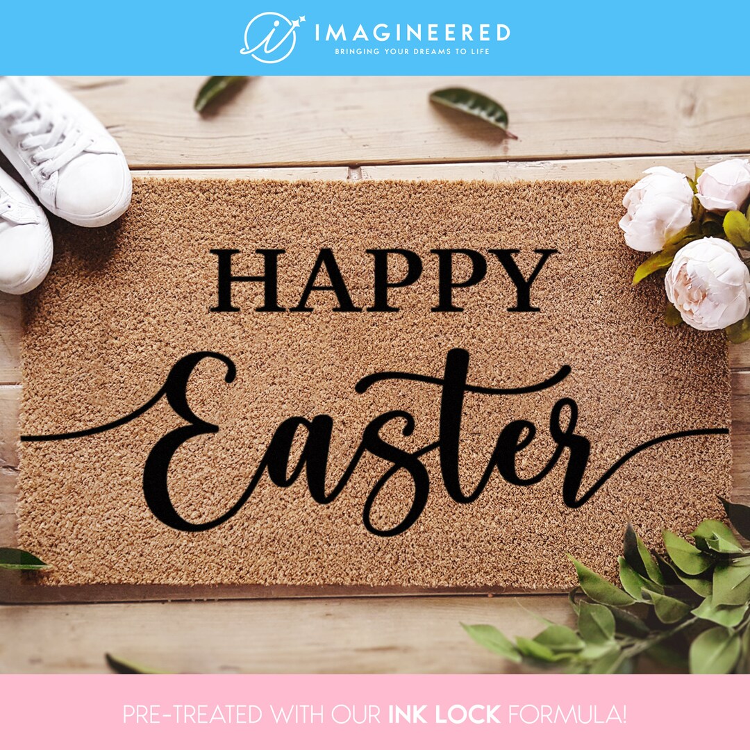 Happy Easter Door Mat - Easter Decor - Spring Door Mat - Customized ...