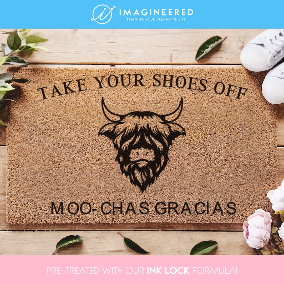 Highland Cow Doormat Funny - Moo-chas Gracias - Western Style Decor ...