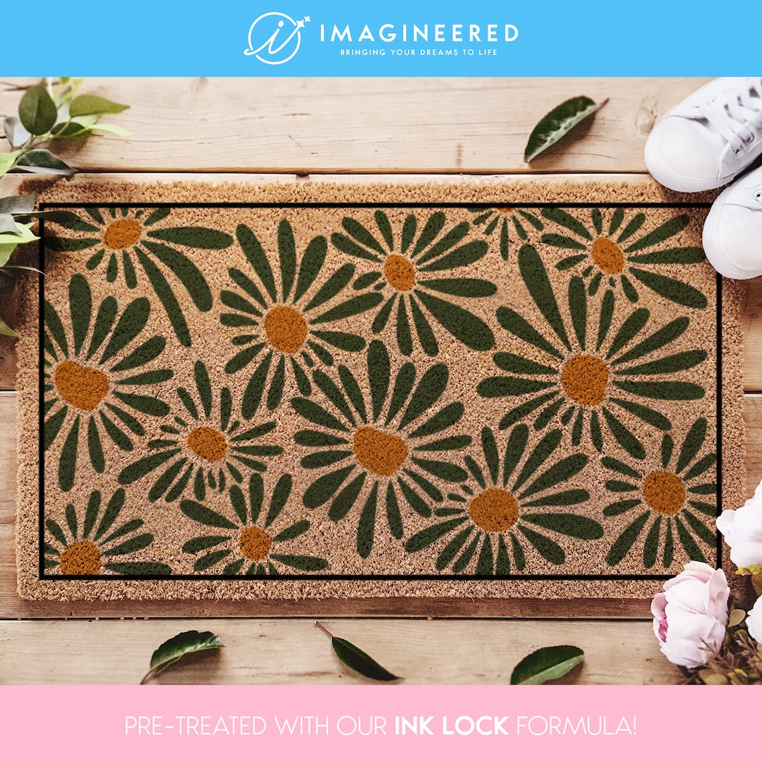 Unique Boho Chic Doormat With Floral Design, Welcome Mat for Front ...