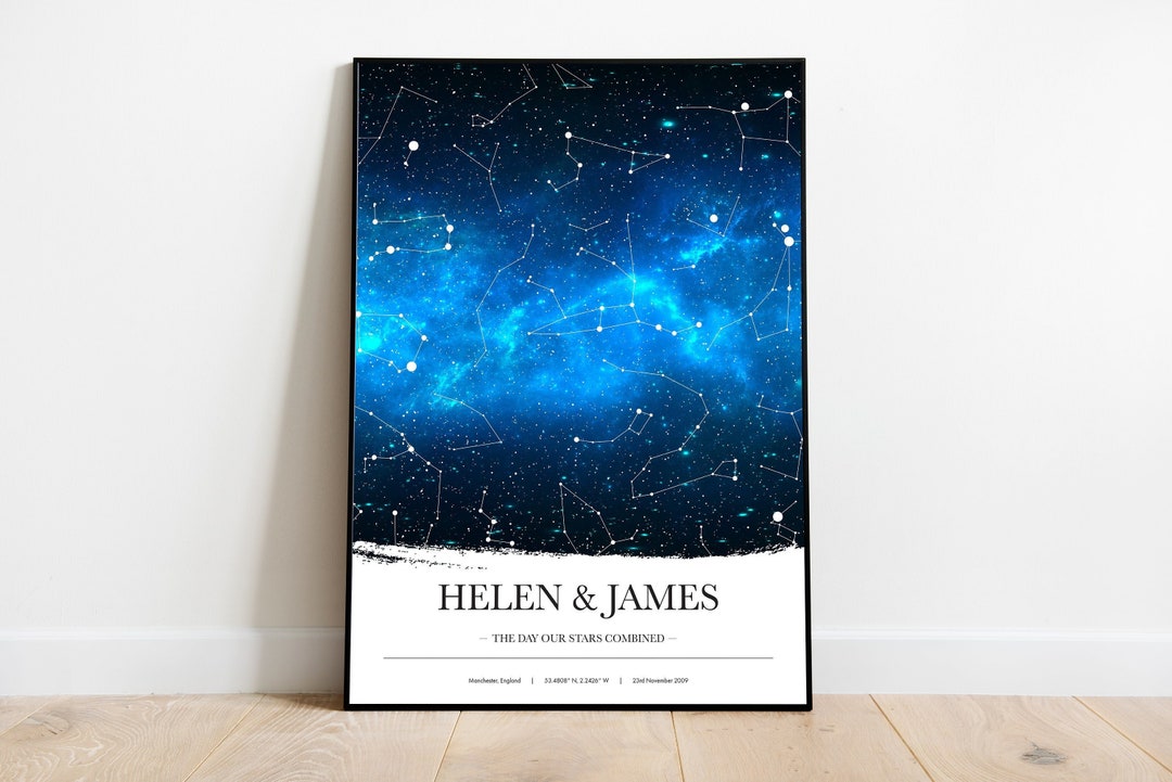 Night Sky Star Maps by Date, Custom Night Sky Star Map, Anniversary ...