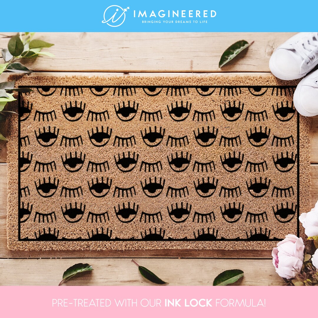 Retro Blinking Eye Pattern Doormat for Boho Decor, Stylish Mid Century ...