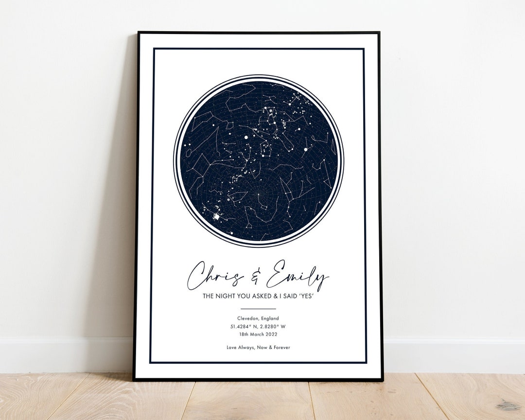 Custom Night Sky Star Map, Anniversary Gift, Night Sky Print, Gift for ...