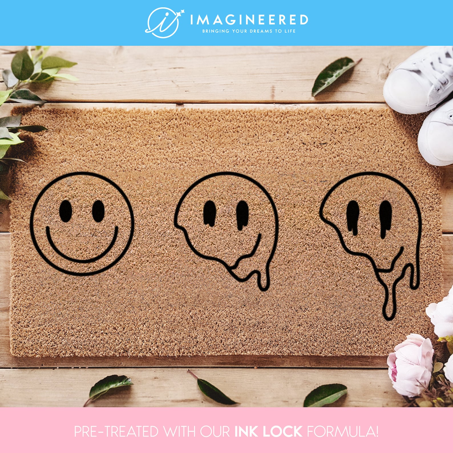 Happy Welcome Smiley Face Doormat for a Bright Entryway, Sunshine on ...