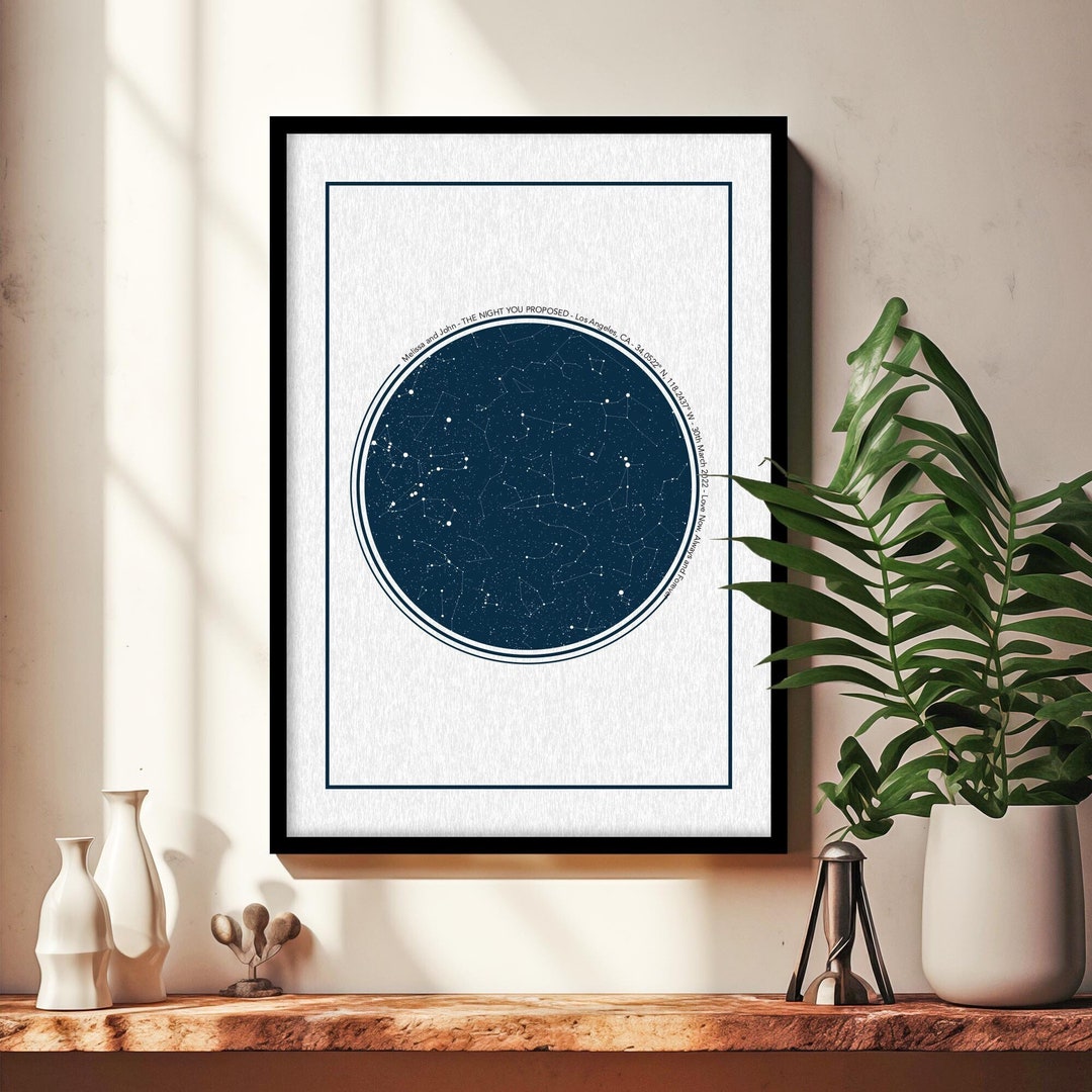 Anniversary Gift, Custom Night Sky Star Map, Night Sky Print, Gift for ...