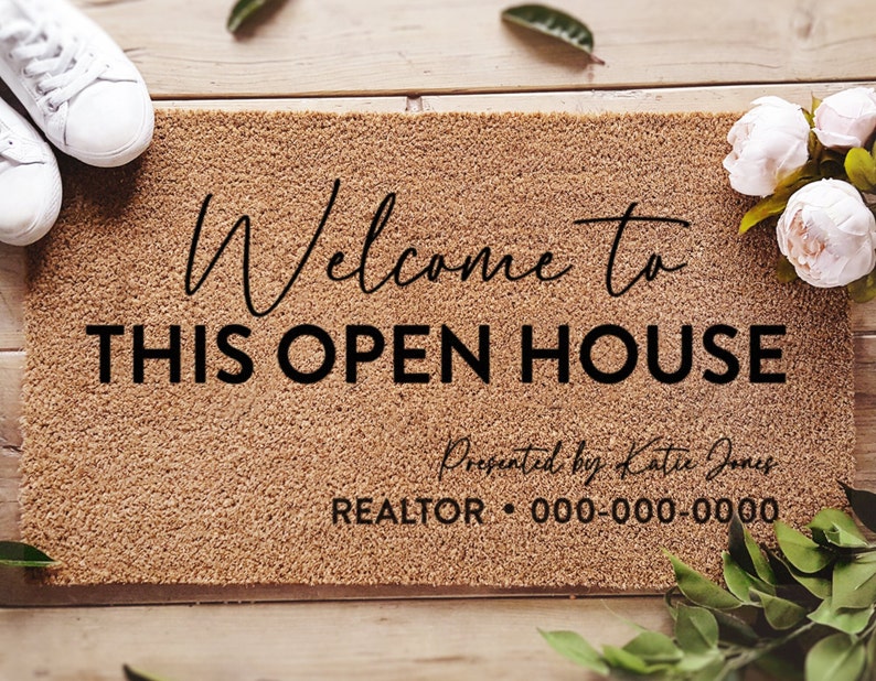 Welcome to This Open House Real Estate Doormat - Business Doormat ...