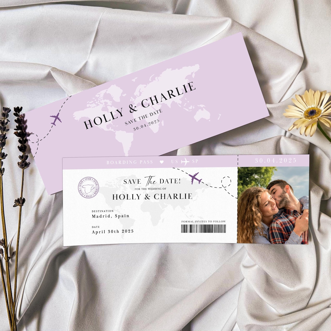 Custom Boarding Pass Save the Date, Destination Wedding Invitations ...