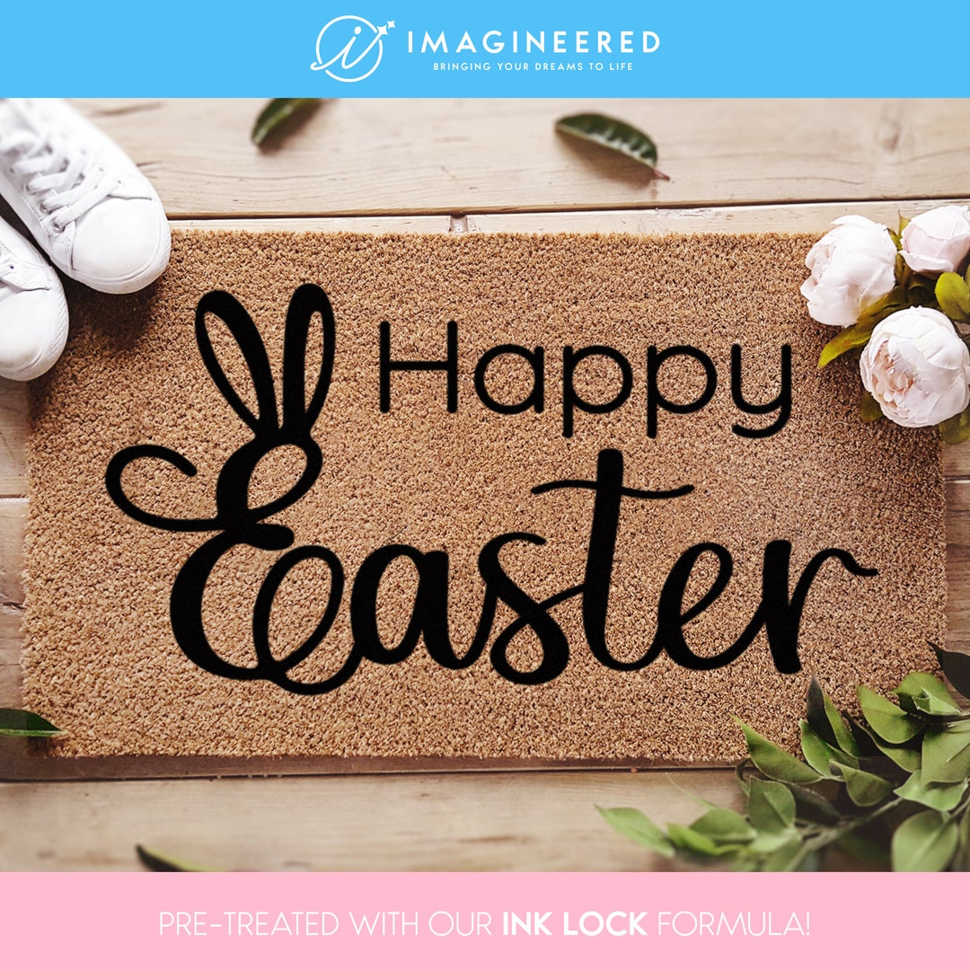 Happy Easter Door Mat - Easter Decor - Spring Door Mat- Customized ...