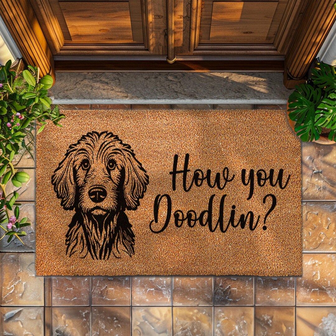 How You Doodlin Doodle Dog Doormat, Goldendoodle Mat, Cute Doodle Dog ...