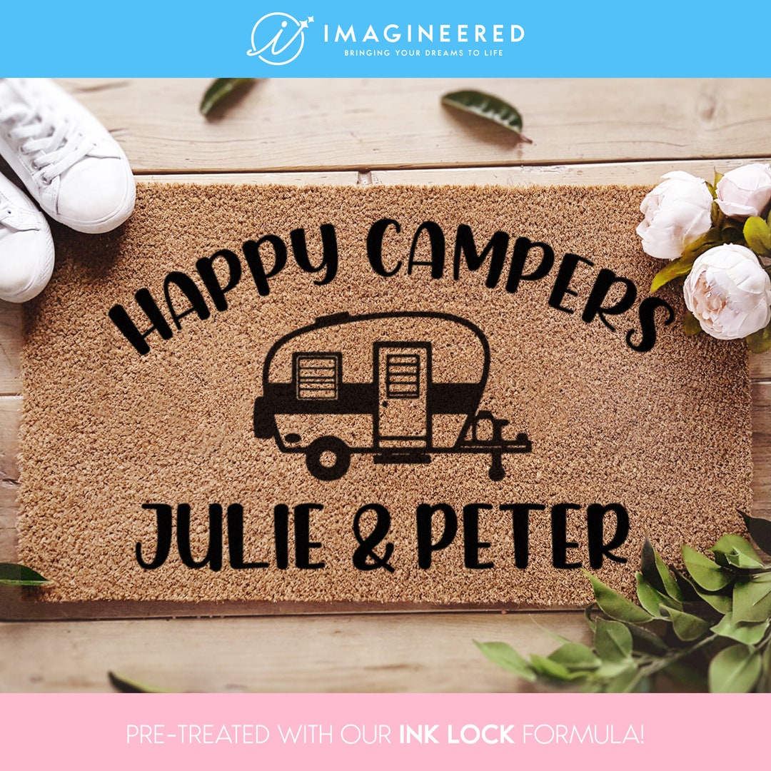 Camper Doormat Custom Happy Campers Doormat Personalized Name Door Mat ...