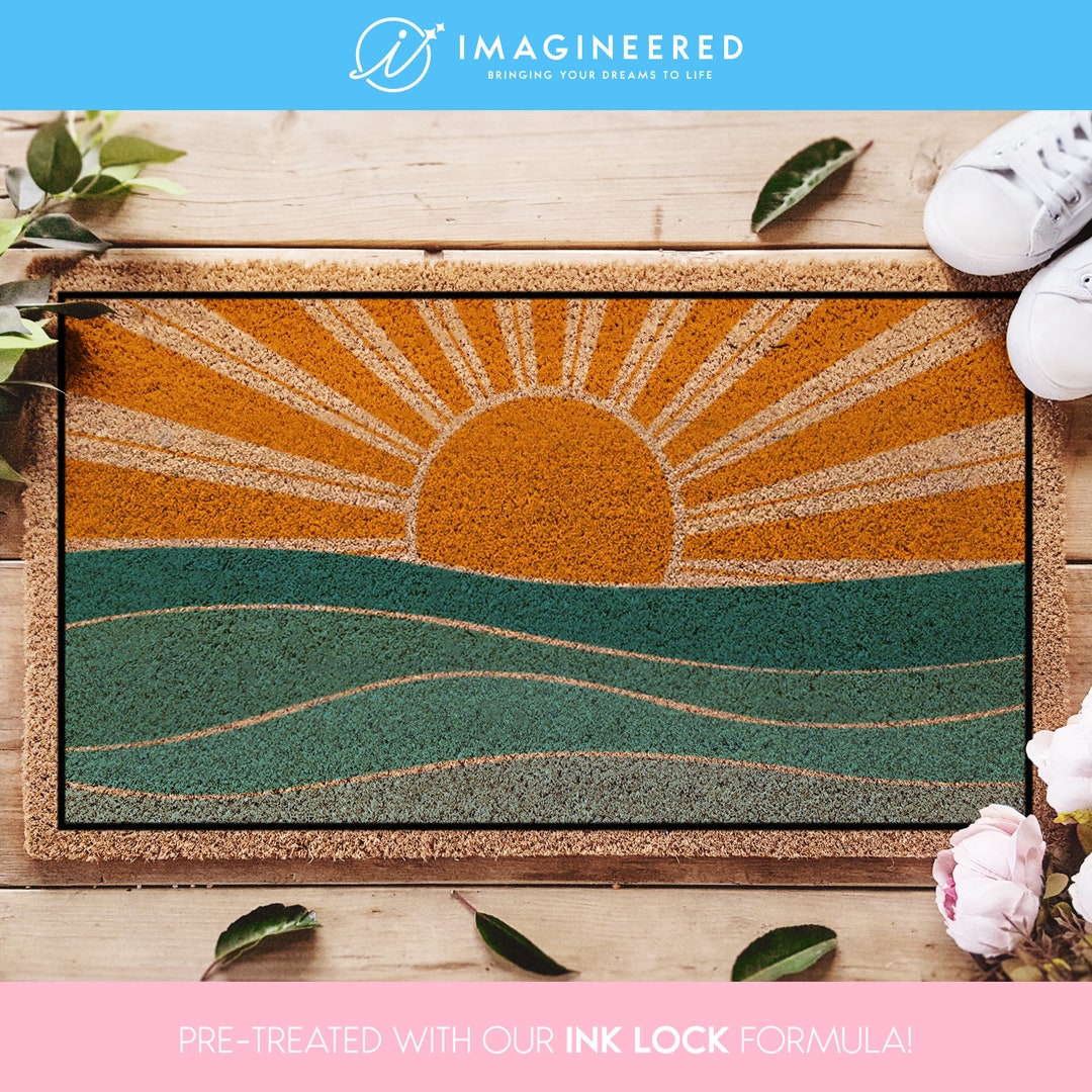 Vibrant Boho Sunset Doormat, Brighten Your Entryway Decor, Add a Pop of ...