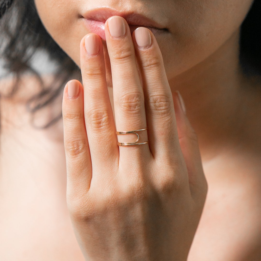 Paper Clip Ring Stacker Ring Gold Dainty Ring - Etsy