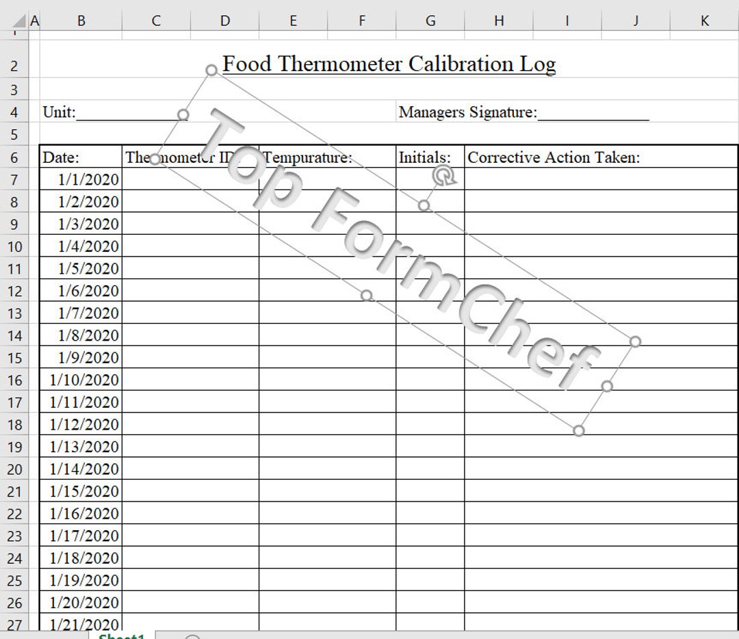 Food Thermometer Calibration Log - Etsy