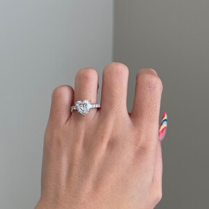 3ct Crushed Ice Heart Shaped Moissanite 5-prong Hidden Halo Pavé ...