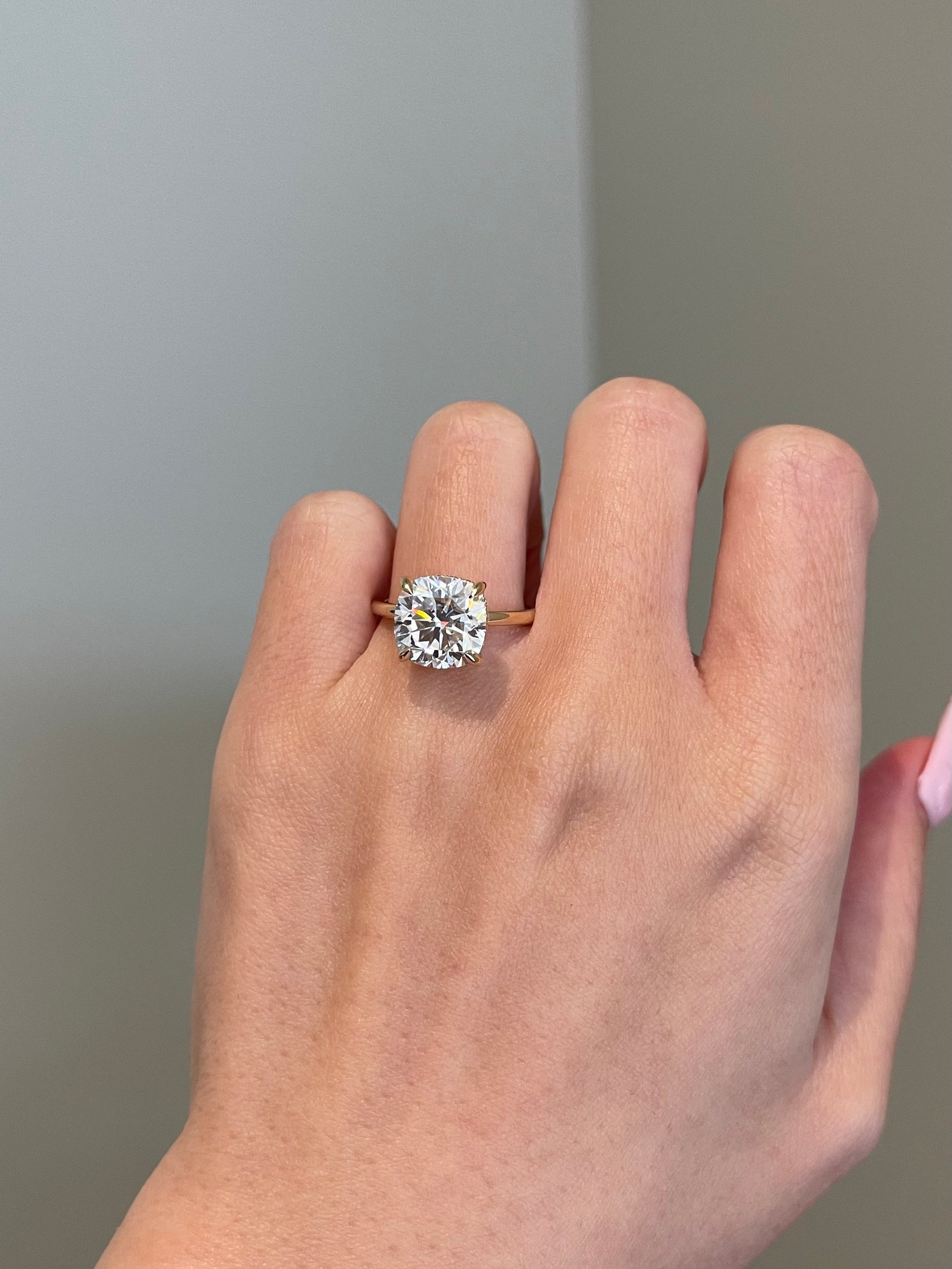 4 Carat Brilliant Square Cushi Moissanite 4-prong Hidden Halo Solitaire ...
