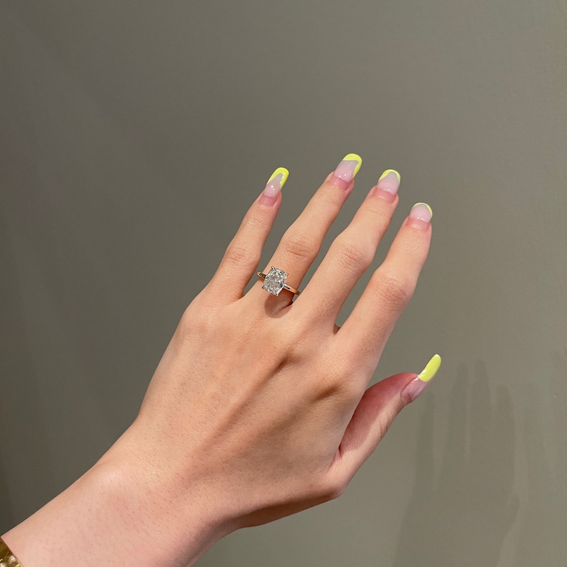 3 Carat Crushed Ice Cushion Moissanite Engagement Ring, 10K Yellow Gold ...
