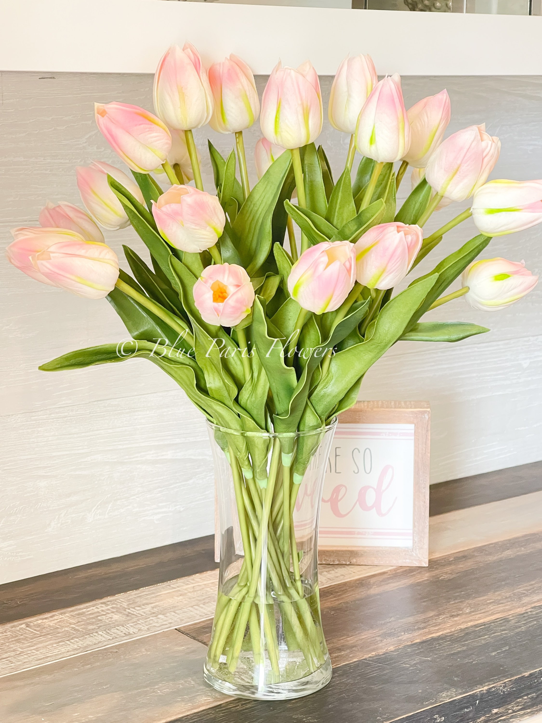 20 Blush Pink Real Touch Tulips Modern Arrangement - Etsy