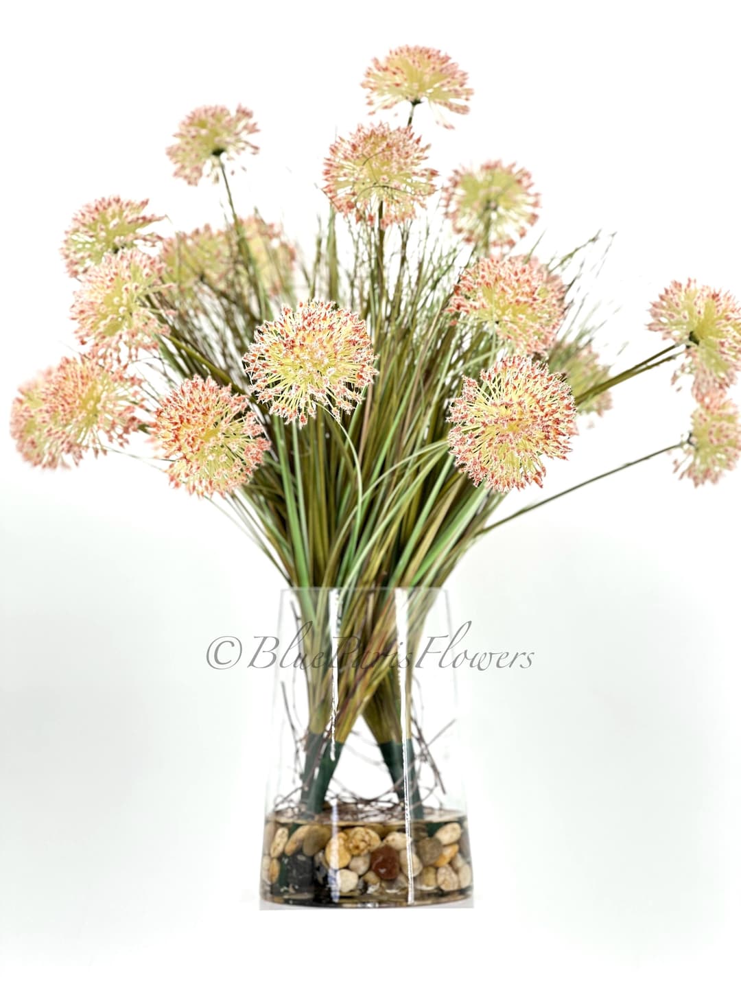 30” Dandelion/allium Floral Arrangement, Light Pink Large Silk ...