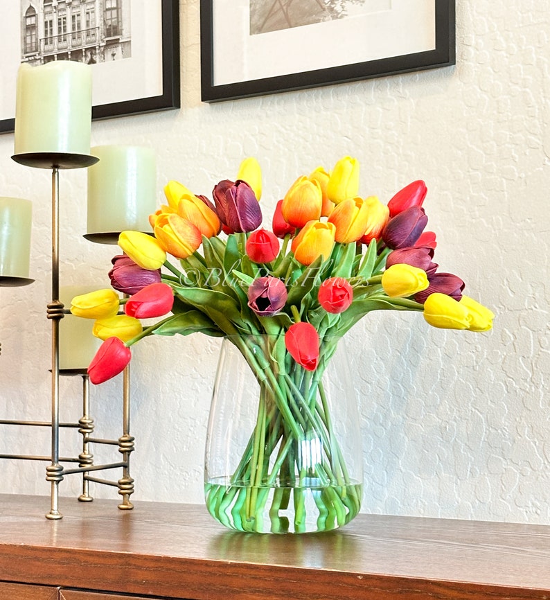 Real Touch Tulip Arrangement: French Country Faux Floral Centerpiece - Etsy