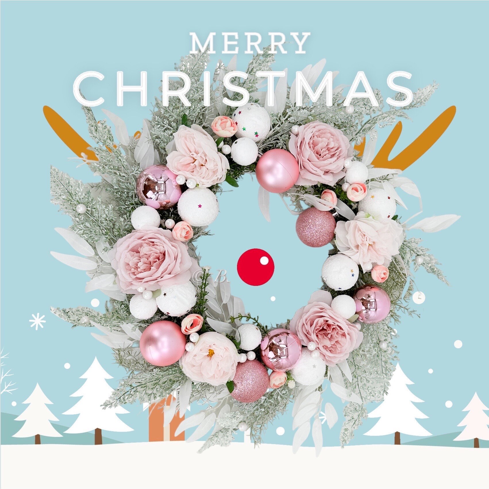 Pink Rose Christmas Wreath: Faux Silk Floral Holiday Decor - Etsy