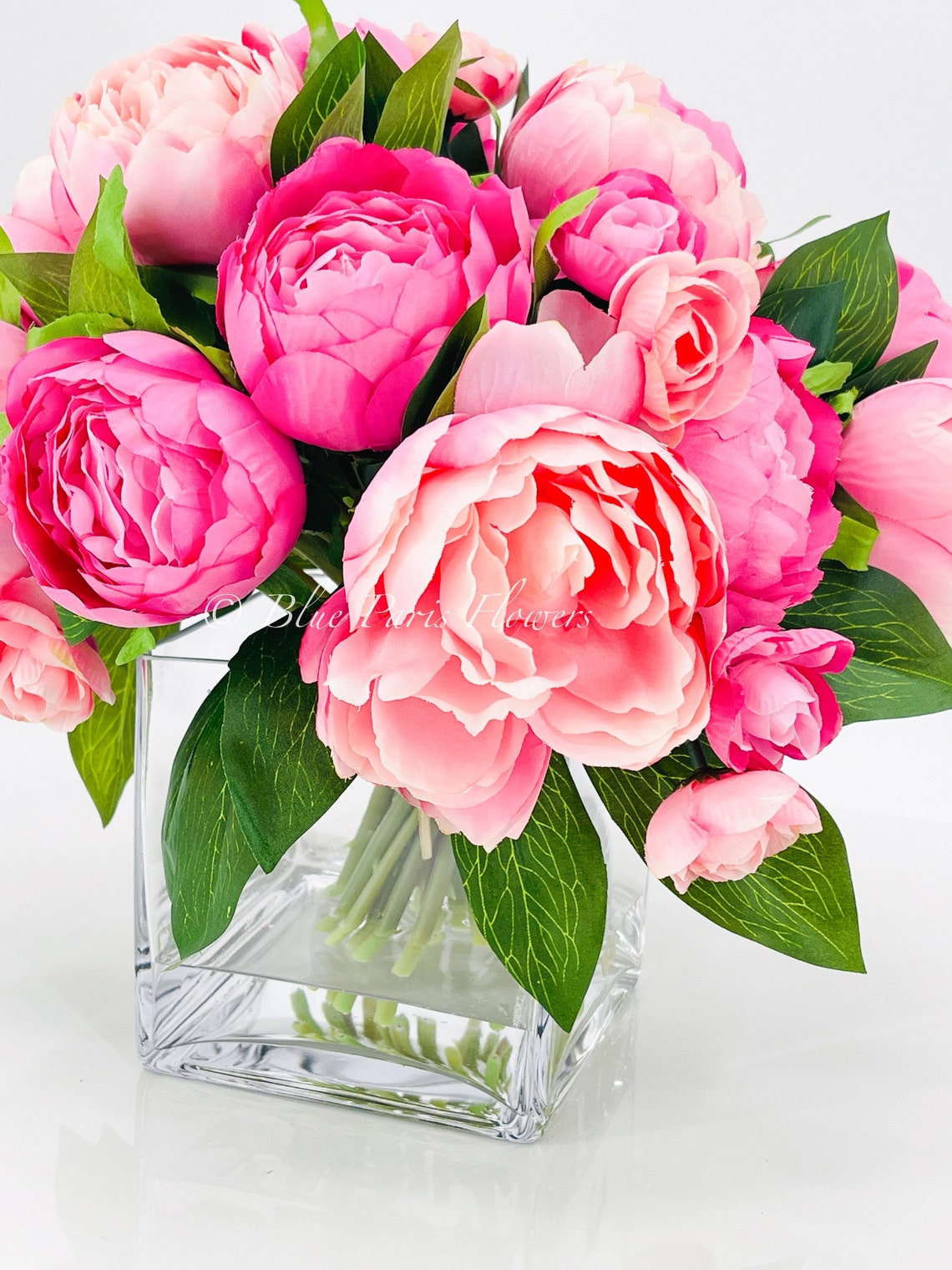 Modern Pink Peony Arrangement Artificial Faux Flower - Etsy