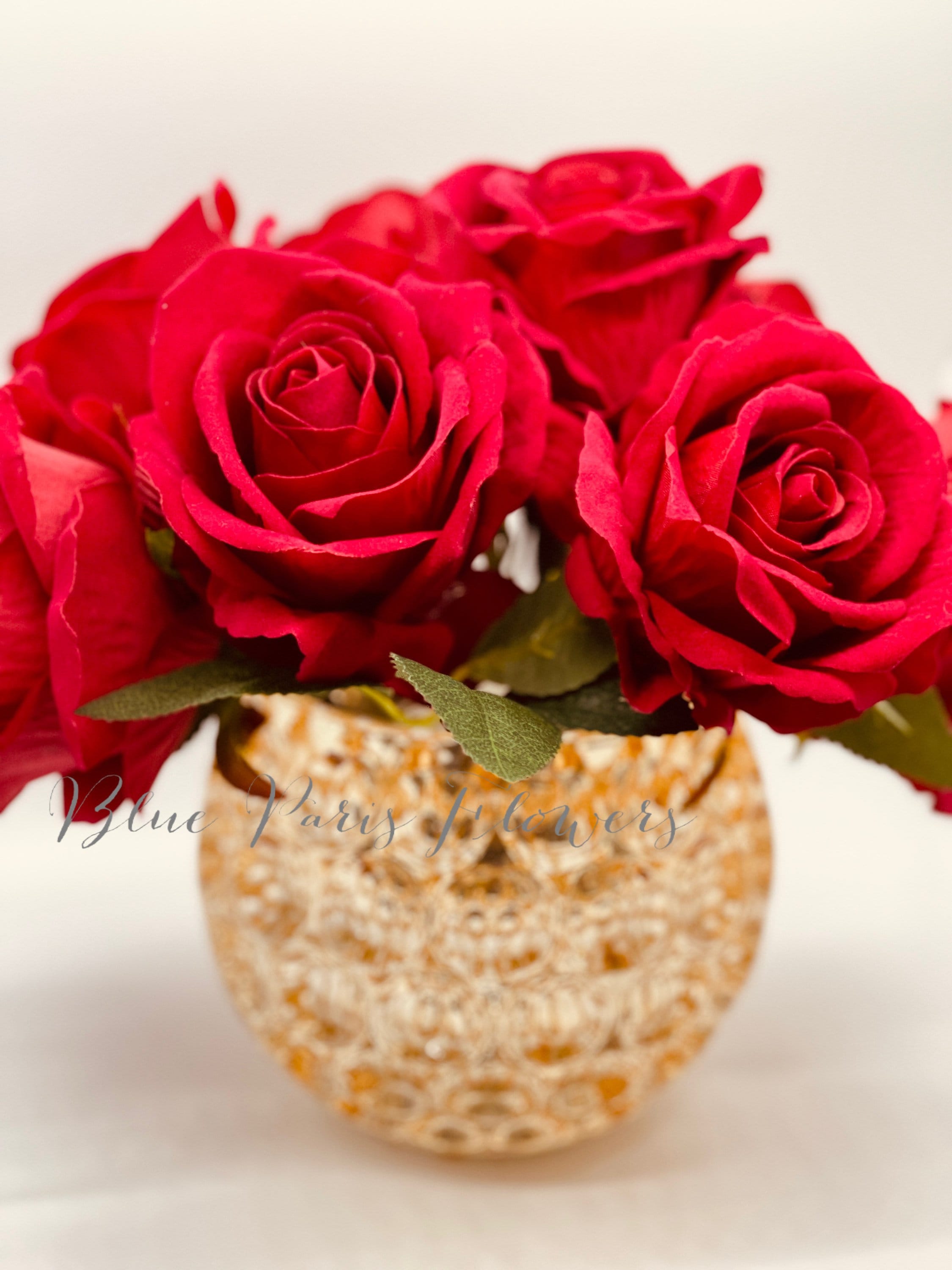 Red Rose Flower Arrangement Floral Artificial Faux | Etsy