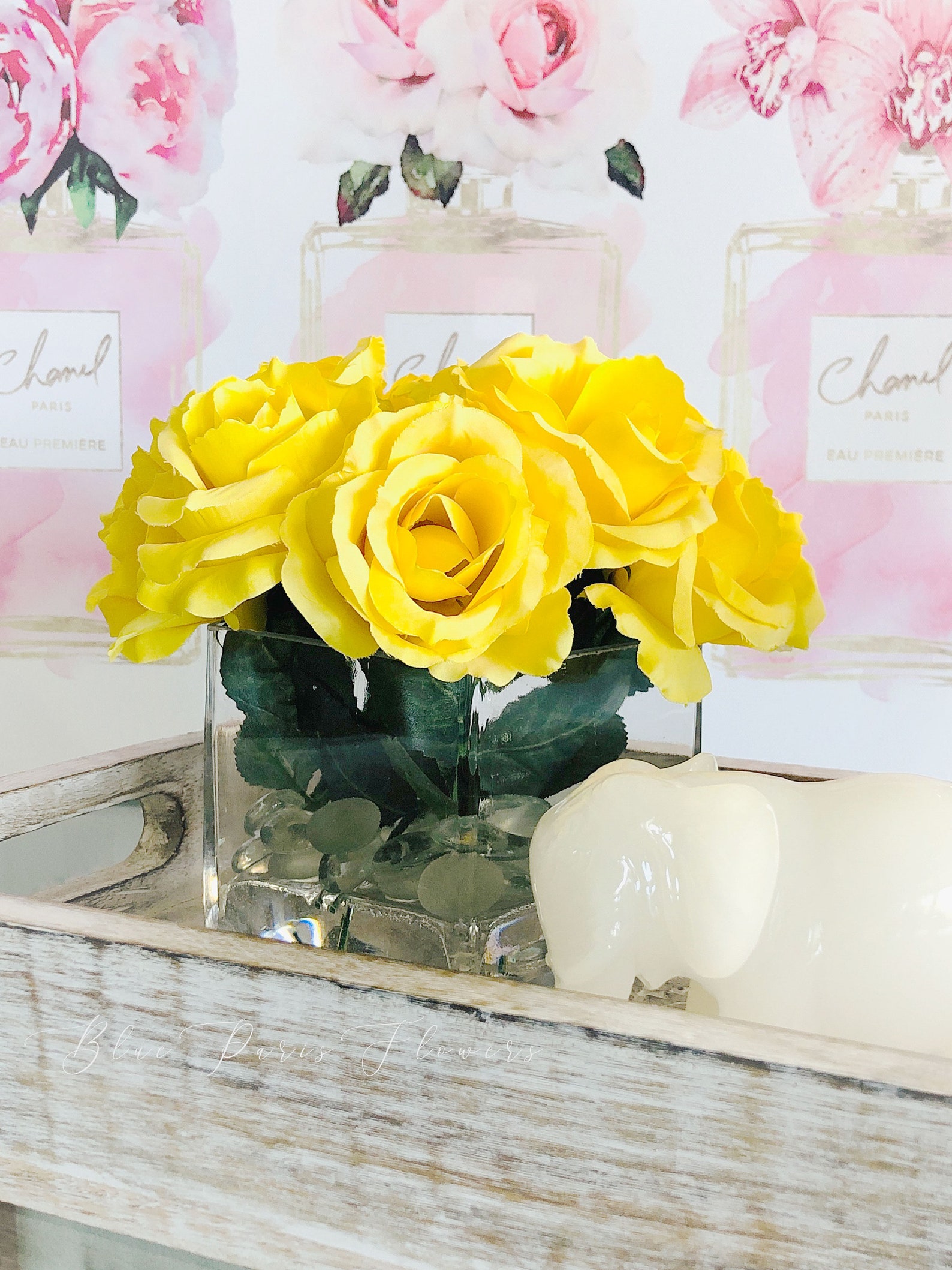 Yellow Rose Arrangement Artificial Faux Centerpiece Silk | Etsy