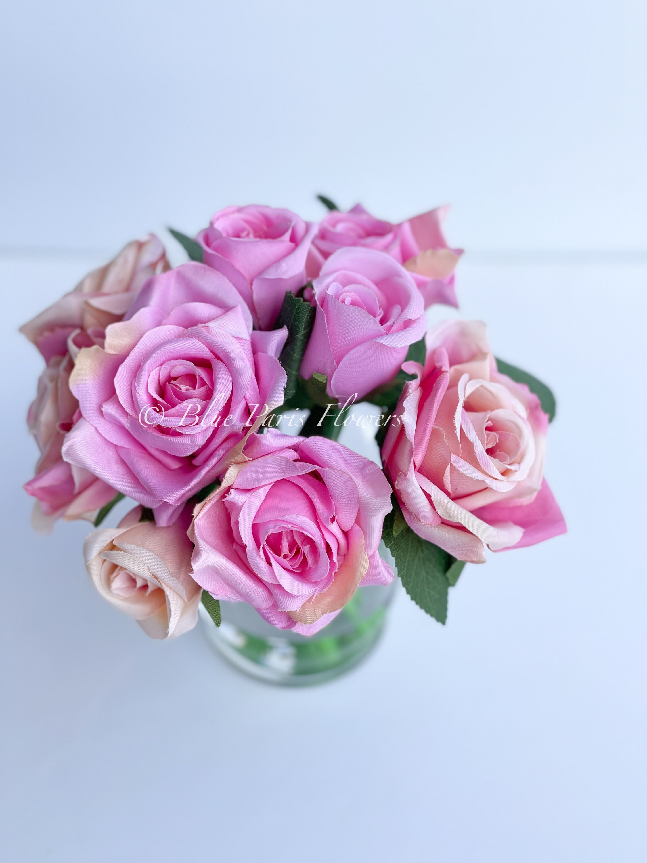 Pink and Peach Rose Arrangement Artificial Faux Silk Flowers | Etsy