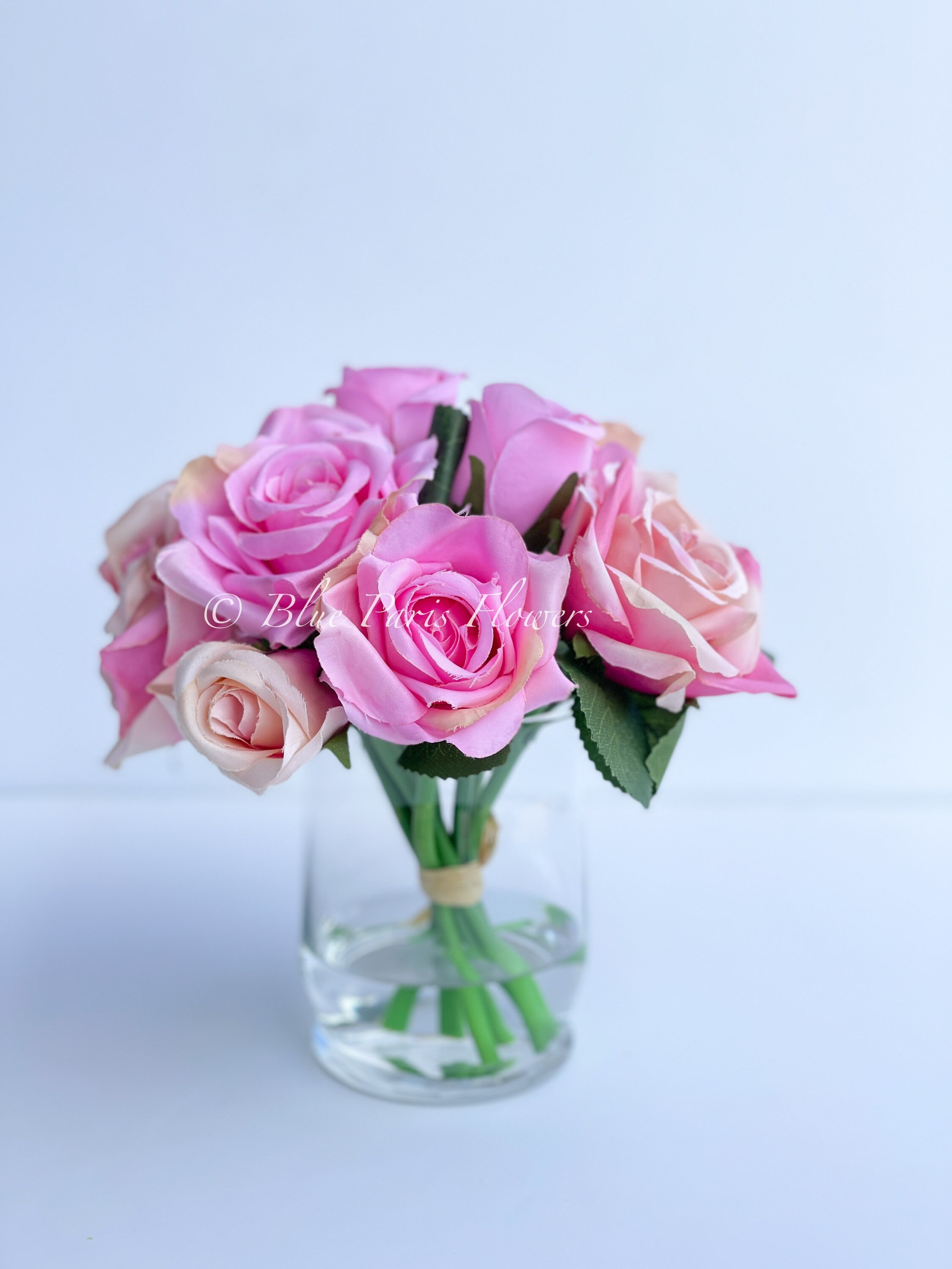 Pink and Peach Rose Arrangement Artificial Faux Silk Flowers | Etsy