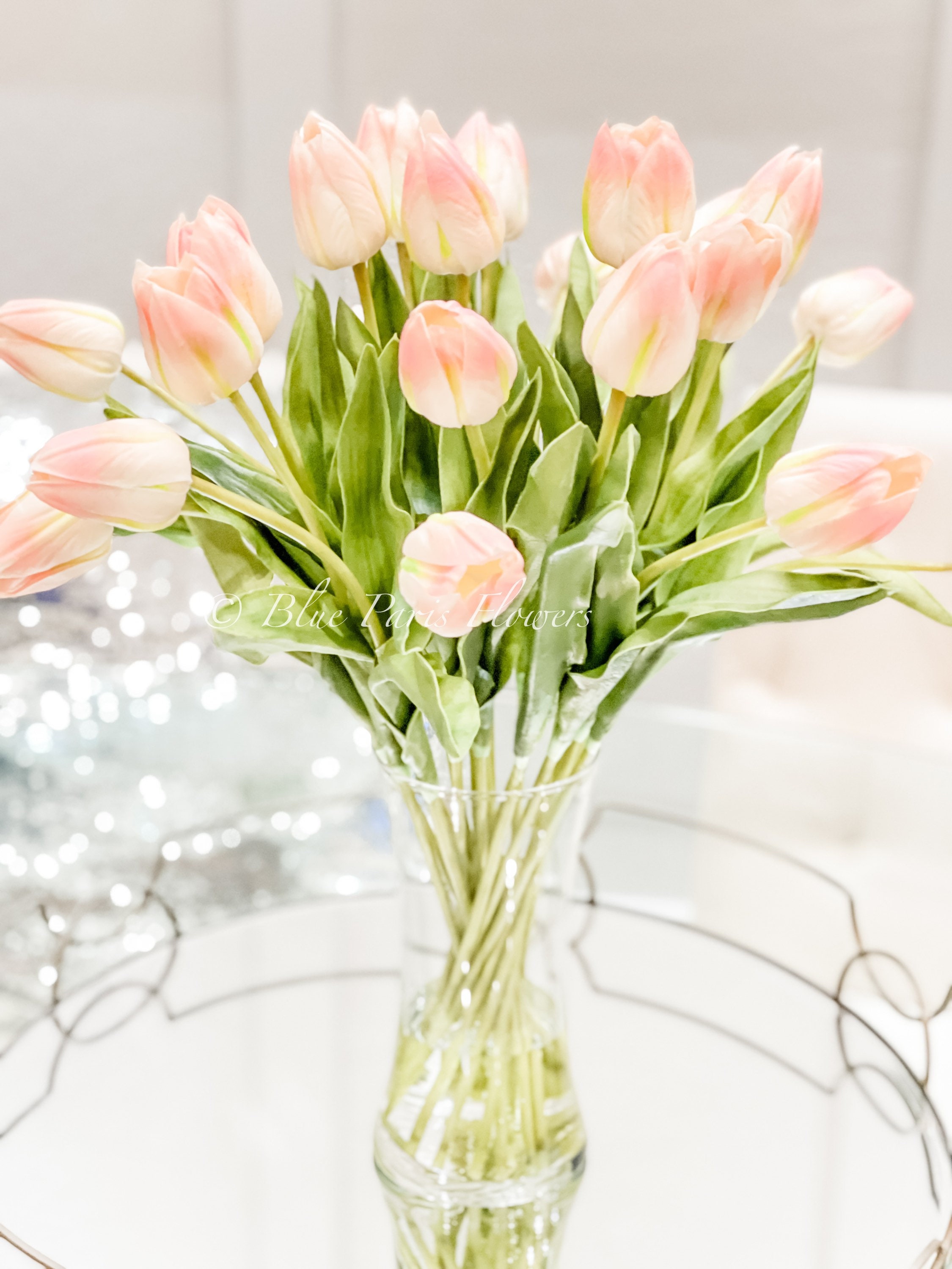 20 Blush Pink Real Touch Tulips Modern Arrangement - Etsy