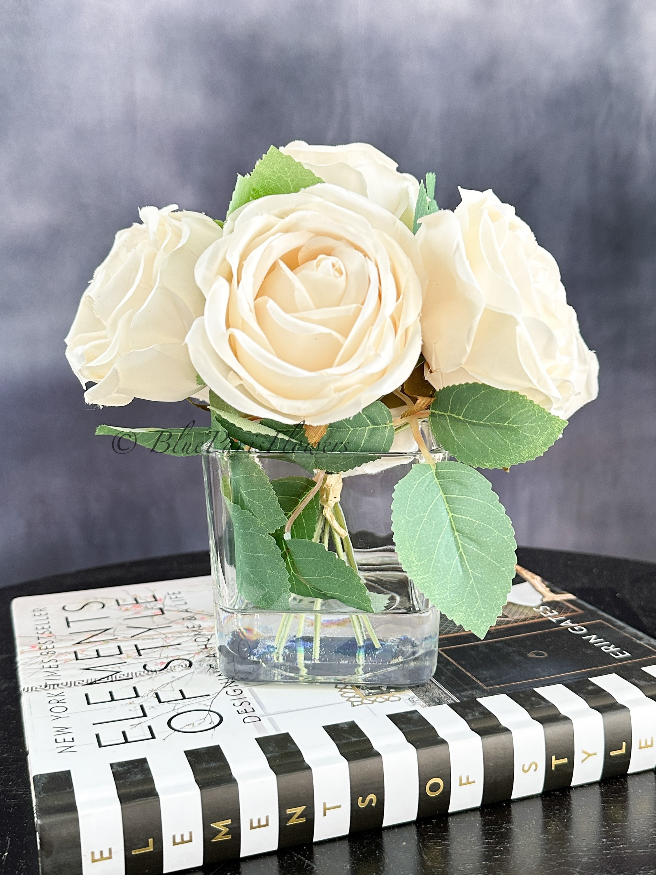 White Flowers In Square Vase