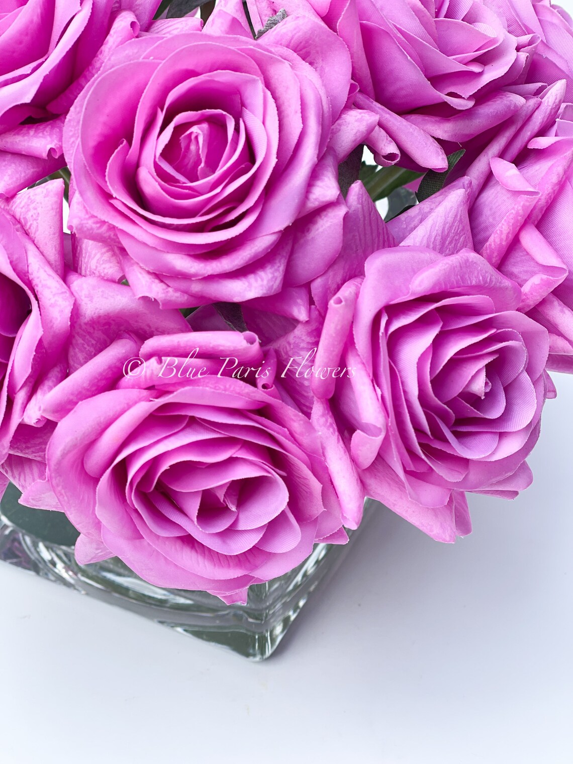 Real Touch Magenta Roses Arrangement in Vase French Country - Etsy