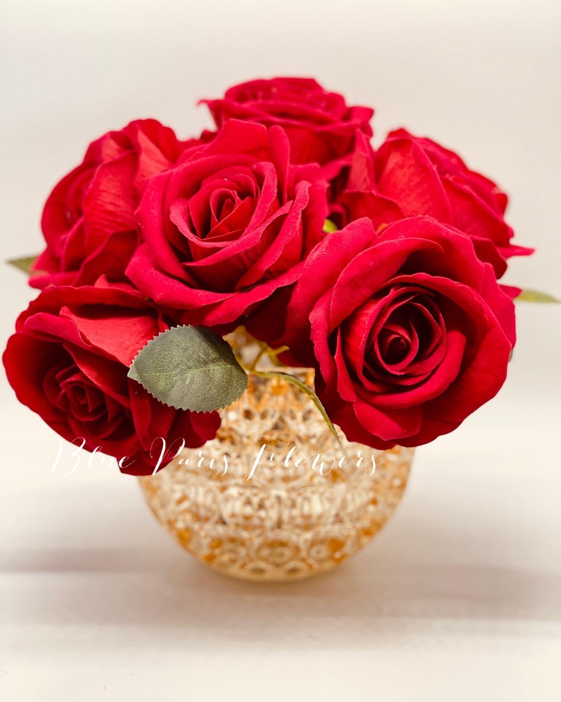 Red Rose Flower Arrangement Floral Artificial Faux | Etsy